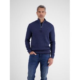 Strickpullover Lerros, Herren, Gr. L, classic navy, Strick, Obermaterial: 100% Baumwolle, unifarben, normal hüftbedeckend, Rundhals, Bündchen, Pullover, mit Troyer-Reißverschluss, Stehkragen