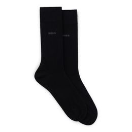 Businesssocken BOSS "2P RS Uni CC", Herren, Gr. 43-46, schwarz (schwarz 001), Baumwollmischung, unifarben, normal, Socken, mit Markenlogo