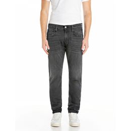 Slim-fit-Jeans Replay "Anbass", Herren, Gr. 34, L&auml;nge 36, grau (dunkelgrau), Denim/Jeans, Obermaterial: 99% Baumwolle, 1% Elasthan, slim fit normal, Jeans Slim-fit-Jeans