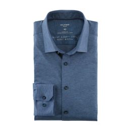 Businesshemd OLYMP "No. Six 24/Seven super slim", Herren, Gr. 42, N-Gr, blau (rauchblau), Web, Obermaterial: 92% Baumwolle, 8% Elasthan, sehr schmal, Hemden, in bequemer Jersey-Qualit&auml;t