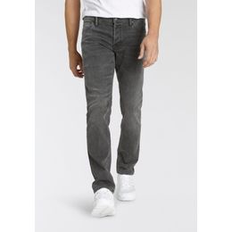 Jack & Jones Slim-fit-Jeans JACK & JONES "JJIGLENN – Jeans mit Stretch und figurbetonter Silhouette", Herren, Gr. 29, Länge 32, schwarz (schwarz denim), Obermaterial: 84% Baumwolle, 14% Polyester, 2% Elasthan, schmal, Jeans, Used, modisch, slim fit, Denim/Jeans