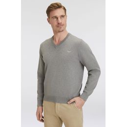 V-Ausschnitt-Pullover Gant "Classic Cotton V-Neck", Herren, Gr. 5XL, grau (dunkelgrau melange), Strick, Obermaterial: 100% Baumwolle, meliert, Basic, regular fit hüftlang, V-Ausschnitt, elastischer Bund, Pullover, Premium Strickjersey aus weicher 100% Baumwolle, Übergangspullover