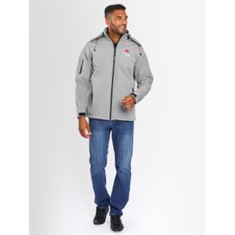 Softshelljacke Arctic Seven "ASAdventuraa", Herren, Gr. S, grau (hellgrau), Obermaterial: 96% Polyester, 4% Elasthan; Innenseite: 100% Polyester, Jacken, sportliche Outdoorjacke mit abnehmbarer Kapuze