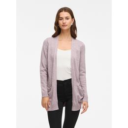 Strickjacke Vila "VIRIL OPEN L/S KNIT CARDIGAN - NOOS", Damen, Gr. XS, toadstool detail:light melange, Strick, Obermaterial: 50% Viskose, 27% Nylon, 23% Polyester, meliert, regular fit hüftbedeckend, V-Ausschnitt, Strickjacken