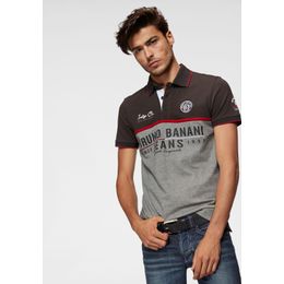 Poloshirt Bruno Banani, Herren, Gr. 3XL (64/66), grau (grau, anthrazit), Piqu&eacute;, Obermaterial: 87% Baumwolle, 8% Viskose, 5% Elasthan, bedruckt, bestickt, k&ouml;rpernah, B&uuml;ndchen, Shirts, Kurzarm, k&ouml;rpernahe Passform, mit Polokragen