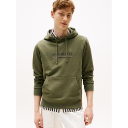 Hoodie Tommy Hilfiger "BRAND LOVE HILFIGER HOODIE", Herren, Gr. XL, gr&uuml;n (battle gr&uuml;n), Sweatware, Obermaterial: 100% Baumwolle, bedruckt, Rippb&uuml;ndchen, Sweatshirts Hoodie