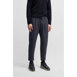 Webhose BOSS Green "T Convert-Pleat", Herren, Gr. 48, N-Gr, blau (dunkelblau402), Web, Obermaterial: 95% Polyester, 5% Elasthan, unifarben, Basic kn&ouml;chellang, Hosen, mit Zugbund und Markenlabel Bundfaltenhose Anzughose Stretchhose