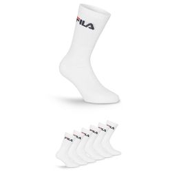 Tennissocken Fila "UNISEX CREW TENNIS FULL TERRY SOCKS", Damen, Gr. 39-42, wei&szlig; (6x wei&szlig;), Baumwollmischung, uni, elastisch, Socken Tennissocken, Sportsocken, flache Zehennaht