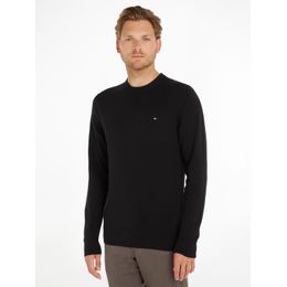 Rundhalspullover Tommy Hilfiger "PIMA ORG CTN CASHMERE CREW NECK", Herren, Gr. XXL, schwarz, Obermaterial: 92% Baumwolle, 8% Kaschmir, Rundhals, Pullover