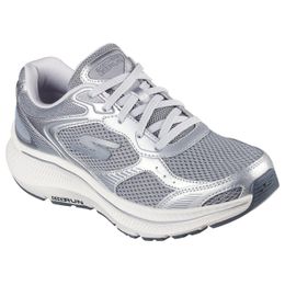 Sneaker Skechers "GO RUN CONSISTENT 2.0", Damen, Gr. 40, grau (grau, silberfarben), Leder, Synthetik, Textil, metallic, Schuhe Sneaker, Retro Sneaker, Schn&uuml;rschuh mit Metallic-Bes&auml;tzen, Weite G (=weit)
