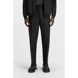 Webhose BOSS Green "T Convert", Herren, Gr. 52, N-Gr, schwarz (schwarz001), Web, Obermaterial: 100% Polyester, unifarben, gerade, unten schmal lang, Hosen, Elastischer Taillenbund und Kordelzug, G&uuml;rtelschlaufen Anzughose