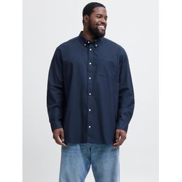 Jack & Jones PlusSize Langarmhemd "JPRBLUBROOK OXFORD SHIRT L/S NOOS PLS", Herren, Gr. 6XL, N-Gr, blau (navy blazer fit:slim fit), Web, Obermaterial: 97% Baumwolle, 3% Elasthan, JACK & JONES PLUSSIZE, unifarben, slim fit normal, Hemden