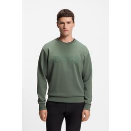 Sweatshirt BOSS Green "Salbo", Herren, Gr. M, open grün358, Sweatware, Obermaterial: 95% Baumwolle, 5% Elasthan, unifarben, regular fit, Rundhals, eingesetzt Bündchen, Sweatshirts, mit Logodruck