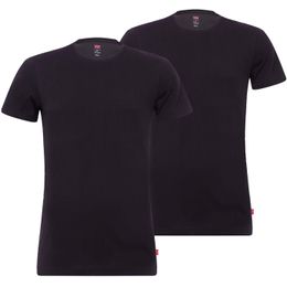 Levi's T-Shirt LEVI'S, Herren, Gr. L, schwarz (jet schwarz), Single Jersey, Obermaterial: 95% Baumwolle, 5% Elasthan, unifarben, figurbetont normal, Rundhals, Shirts, Rundhalsausschnitt, Kurzarm, Cotton-Mix, elastisch