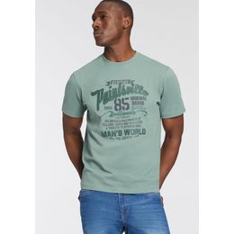 MAN'S WORLD T-Shirt MAN'S WORLD, Herren, Gr. S (44/46), grün, Single Jersey, Obermaterial: 100% Baumwolle, bedruckt, normal, Rundhals, Shirts, Kurzarm, mit stylischem Print, Rundhalsausschnitt, aus Baumwolle
