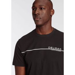T-Shirt DELMAO, Herren, Gr. S (44/46), schwarz, Single Jersey, Obermaterial: 100% Baumwolle, bedruckt, normal, Rundhals, abgesteppte Kante, Shirts T-Shirt, Kurzarm, mit coolem Print, Rundhalsausschnitt, aus 100% Baumwolle, Topseller