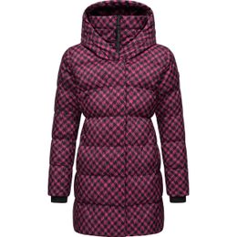Steppmantel Ragwear "Niara Print", Damen, Gr. XXXL(46), pink (fuchsia), Obermaterial: 100% Polyester; Innenfutter: 100% Polyester; Wattierung: 100% Polyester, tailliert ca. Mitte Oberschenkel, hoch geschlossener Ausschnitt, Ärmel ohne Ärmelschlitz Rippstrickbündchen, Mäntel Steppmantel, wasserdichter Mantel mit angesagtem Hahnentritt Muster