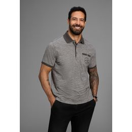 MAN'S WORLD Poloshirt MAN'S WORLD, Herren, Gr. 4XL (68/70), schwarz (anthra melange), Single Jersey, Obermaterial: 100% Baumwolle, meliert, regular fit, Rundhals, Rippbündchen kontrastfarben, Shirts, Kurzarm, Regular Fit, melierte Struktur, Rundhalsausschnitt