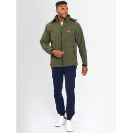 Softshelljacke Arctic Seven "ASAdventuraa", Herren, Gr. 4XL, grün (olive), Obermaterial: 96% Polyester, 4% Elasthan; Innenseite: 100% Polyester, Jacken, sportliche Outdoorjacke mit abnehmbarer Kapuze