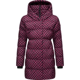 Steppmantel Ragwear "Niara Print", Damen, Gr. L (40), pink (fuchsia), Obermaterial: 100% Polyester, Innenfutter: 100% Polyester, Wattierung: 100% Polyester, tailliert ca. Mitte Oberschenkel, hoch geschlossener Ausschnitt, Ärmel ohne Ärmelschlitz Rippstrickbündchen, Mäntel, wasserdichter Mantel mit angesagtem Hahnentritt Muster