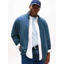 Tommy Hilfiger Big & Tall Strickjacke "BT-ESSENTIAL COTTON ZIP THRU-B", Herren, Gr. XXL, blau (aegean sea), Strick, Obermaterial: 100% Baumwolle, TOMMY HILFIGER BIG & TALL, unifarben, regular fit normal, Rundhals, eingesetzt Rippstrickbündchen, Strickjacken, Großen Größen