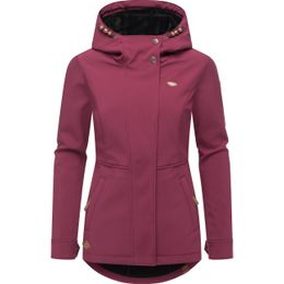 Softshelljacke Ragwear "Yba", Damen, Gr. 4XL (48), rubinrot, Softshell, Außenmaterial: 97% Polyester, 3% Elasthan, Innenmaterial: 100% Polyester, casual, figurbetont, Jacken, sportliche Damen Outdoorjacke mit Kapuze