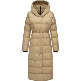 Steppmantel Ragwear "Niara Long", Damen, Gr. L (40), grau (taupe), Obermaterial: 100% Nylon. Innenfutter: 100% Polyester. Wattierung: 100% Polyester, gerade ca. Mitte Wade, hoch geschlossener Ausschnitt, &Auml;rmel ohne &Auml;rmelschlitz Rippstrickb&uuml;ndchen, M&auml;ntel Steppmantel, Gesteppter langer Damen Mantel mit Bindeband