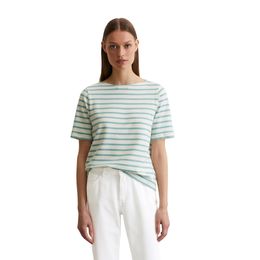 Marc O'Polo T-Shirt MARC O'POLO, Damen, Gr. S, multi, pure teal, Jersey, Obermaterial: 100% Baumwolle, U-Boot-Ausschnitt, Shirts, geringelt, U-Boot-Ausschnitt, gerade schnitten