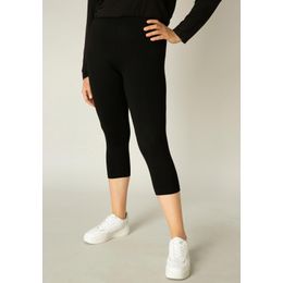 Caprileggings Base Level Curvy "Audrey", Damen, Gr. 52, N-Gr, schwarz, Jersey, Obermaterial: 94% Viskose, 6% Elasthan, unifarben, Basic, figurbetont kniebedeckend, Hosen