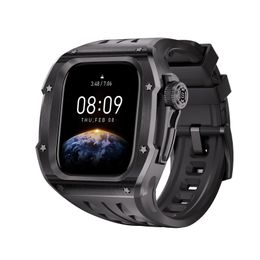 Wigento Für Apple Watch Series 10 46mm Silikon Armband mit Metall Gehäuse Case