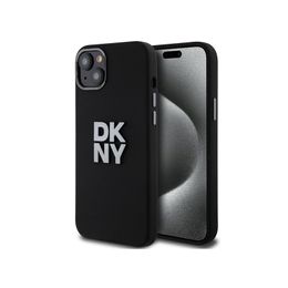 DKNY Liquid Silikon Metall Logo Case MagSafe für Apple iPhone 15 /14 /13 Schwarz
