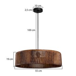 Hängeleuchte Roya Cylinder, Ø 55 cm, dunkelbraun, Papier