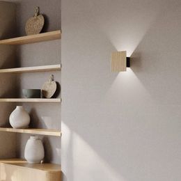 Elobra LED-Wandleuchte Inka S, eiche/schwarz, Holz, H&ouml;he 15 cm