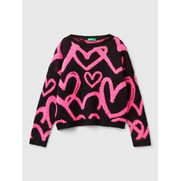 Benetton Pullover in Schwarz/ Pink - 39% | Größe 168 | Kinder-pullover