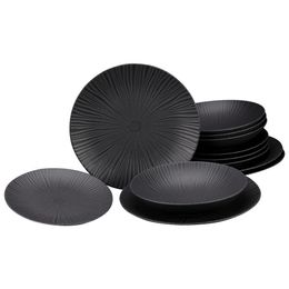 Creatable Tafelservice Vesuvio black, Schwarz, Keramik, 12-teilig, robust, Essen & Trinken, Geschirr, Geschirr-Sets, Tafelservice