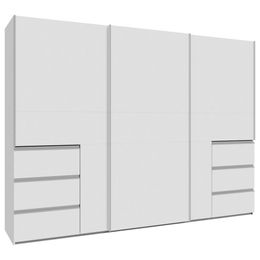 CARRYHOME Schwebet&uuml;renschrank, Wei&szlig;, Holzwerkstoff, 3 F&auml;cher, 6 Schublade(n) Schubladen, 270x200x61 cm, Typenauswahl, in verschiedenen Gr&ouml;&szlig;en erh&auml;ltlich, Holzdekoren erh&auml;ltlich, Schlafzimmer, Kleiderschr&auml;nke, Schwebet&uuml;renschr&auml;nke