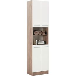 CARRYHOME Hochschrank, Wei&szlig;, Holzwerkstoff, 3 F&auml;cher, 50x195.5x33 cm, Made in Germany, stehend, Badezimmer, Badezimmerschr&auml;nke, Hochschr&auml;nke