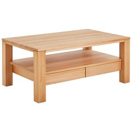 Linea Natura Couchtisch, Buche, Holz, Kernbuche, massiv, 2 Schublade(n) Schubladen, rechteckig, eckig, 70x47.5x110 cm, Stauraum, Wohnzimmer, Wohnzimmertische, Couchtische, Couchtische mit Rollen