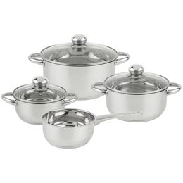 Boxxx Kochtopfset, Edelstahl, Metall, 4-teilig, 16 cm, 1.0 L,2.5 L,1.0 L,4.0 L, Lfgb, Messskala, Kochen, T&ouml;pfe, Topfsets