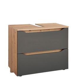 Mid.you Waschbeckenunterschrank, Anthrazit, Eiche, Holzwerkstoff, 2 Schublade(n) Schubladen, 70x60x40 cm, Badezimmer, Badezimmerschr&auml;nke, Waschbeckenunterschr&auml;nke