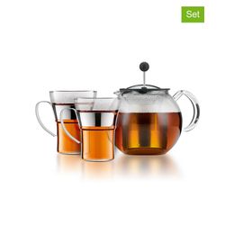 Bodum 3tlg. Tee-Set "Assam" in Transparent/ Silber - 69% | Gedeckter-tisch