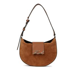 K by KARL LAGERFELD Karl Lagerfeld Hobo Bags - K/Signature Mond-Tasche aus Wildleder - Gr. unisize - in Braun - f&uuml;r Damen