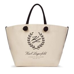 K by KARL LAGERFELD Karl Lagerfeld Shopper - Hotel Karl Strandtasche mit Wappen - Gr. unisize - in Beige - f&uuml;r Damen