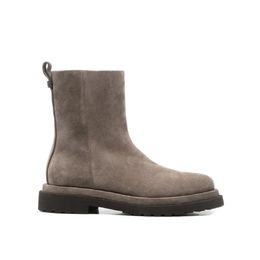 Brunello Cucinelli Stiefel - Rounded Toe Suede Ankle Boots With Side Zipper - Gr. 39 (EU) - in Grau - f&uuml;r Damen