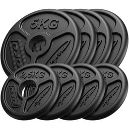 Olympia Guss Hantelscheiben-Set Gewichte mit ø50/51 mm Bohrung Set 30 kg / 4 x 5 kg + 4 x 2,5 kg - Marbo Sport