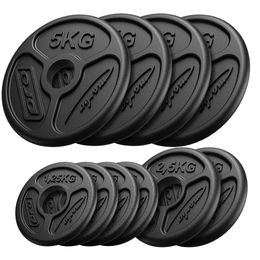 Olympia Guss Hantelscheiben-Set Gewichte mit ø50/51 mm Bohrung Set 30 kg / 4 x 5 kg + 2 x 2,5 kg + 4 x 1,25 kg - Marbo Sport