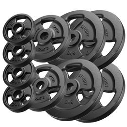 Tri-Grip Guss Hantelscheiben-Set Gewichte mit ø30/31 mm Bohrung Set 29 kg / 4 x 5 kg + 2 x 2,5 kg + 4 x 1 kg - Marbo Sport