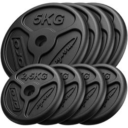 Slim Guss Hantelscheiben-Set Gewichte mit ø30/31 mm Bohrung Set 30 kg / 4 x 5 kg + 4 x 2,5 kg - Marbo Sport