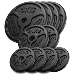 Slim Guss Hantelscheiben-Set Gewichte mit ø30/31 mm Bohrung Set 30 kg / 4 x 1,25 kg, 2 x 2,5 kg, 4 x 5 kg - Marbo Sport