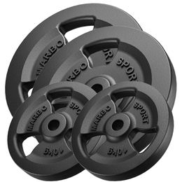 Tri-Grip Guss Hantelscheiben-Set Gewichte mit ø30/31 mm Bohrung Set 30 kg / 4 x 5 kg + 4 x 2,5 kg - Marbo Sport